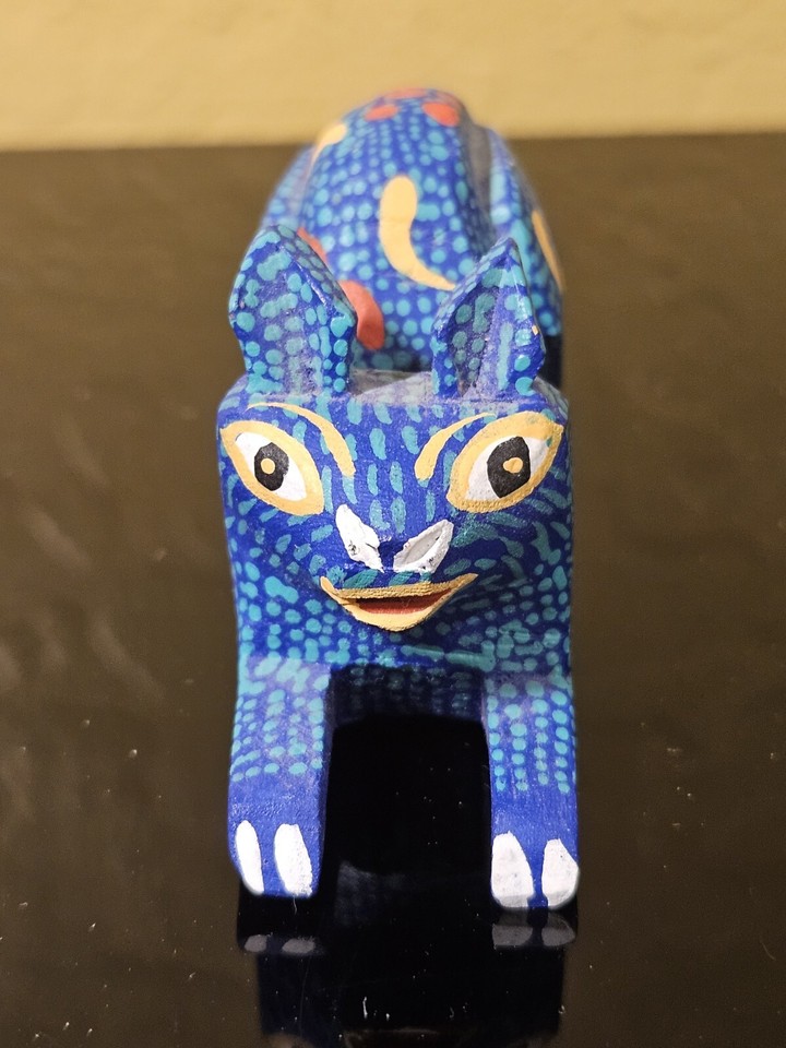 Pepe Santiago Cat Figurine Signed Oaxaca Mexico Folk Art Sculpture Wood ...