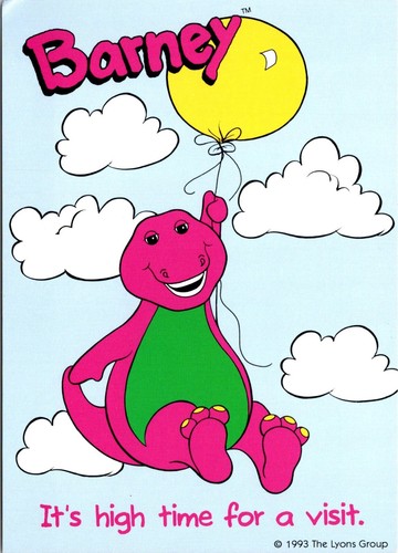 Postcard Barney Dinosaur Purple High Time Balloon Visit C67 | eBay