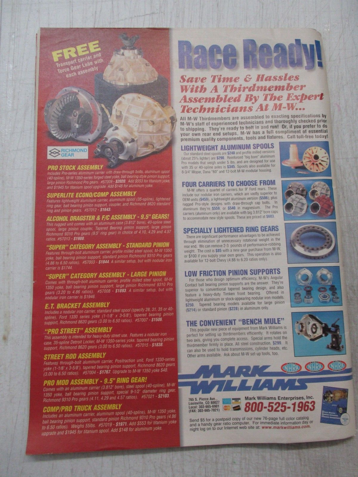 NATIONAL DRAGSTER MAGAZINE MAY 7, 1999 ANTRON BROWN GARY SCELZI ANGELLE ...
