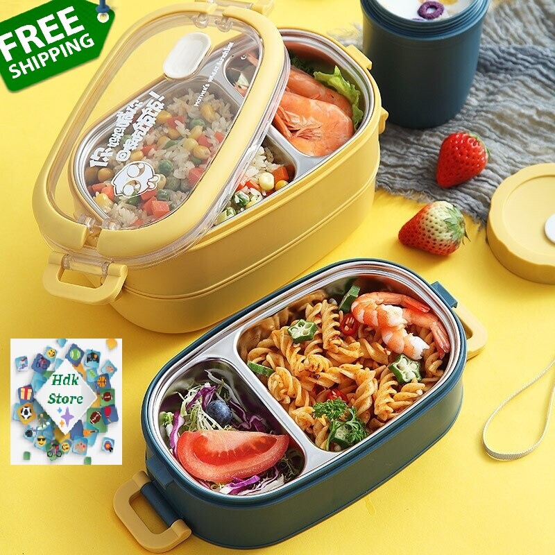Stainless Steel Thermal Insulated Bento Lunch Box Multi-Layer Bento ...
