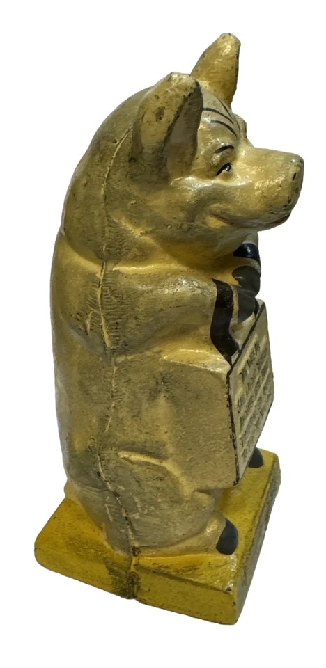 Antique Vintage Cast Iron Thrifty Pig Coin Bank The Wise Pig Safe | eBay