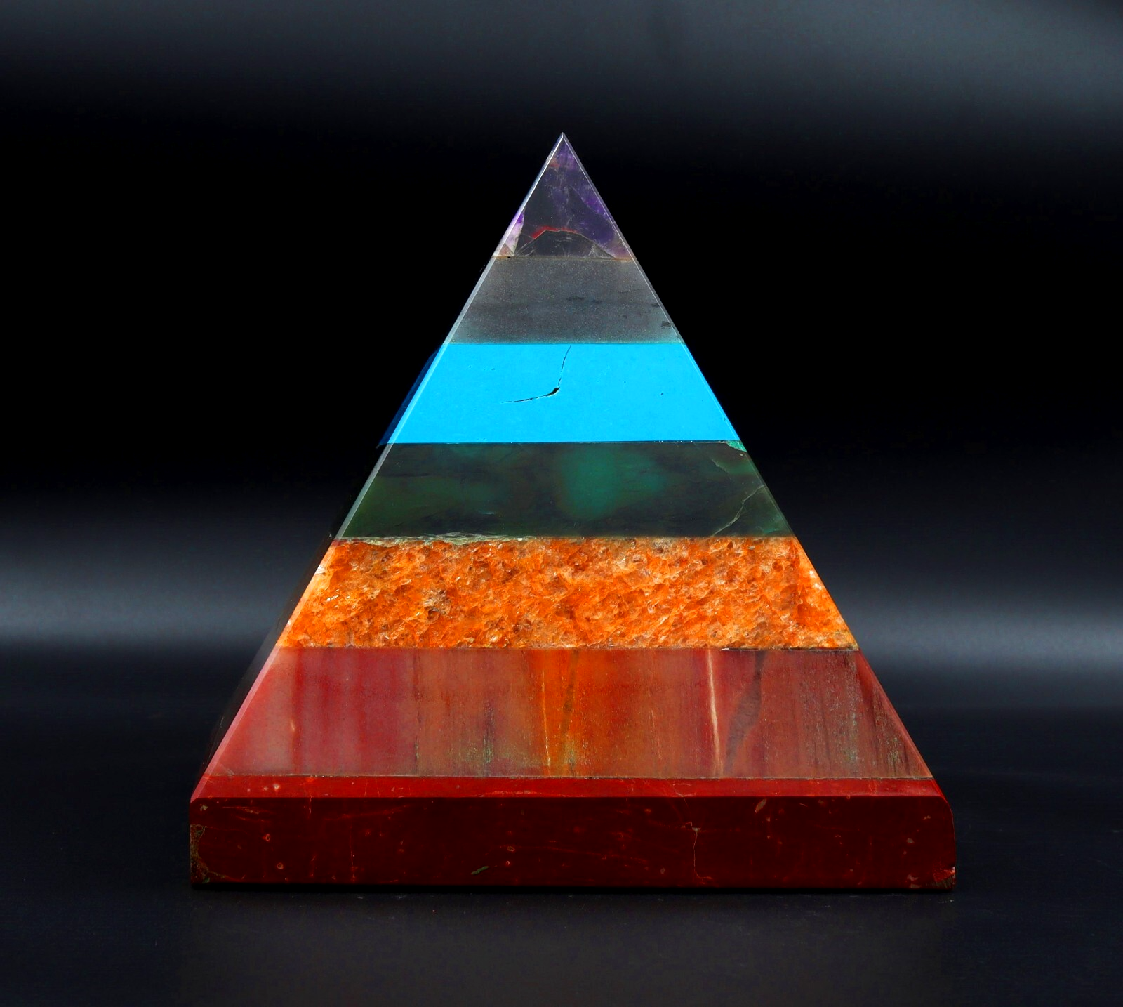140MM Seven Chakra Gemstone Pyramid Natural Healing Egyptian Spiritual ...