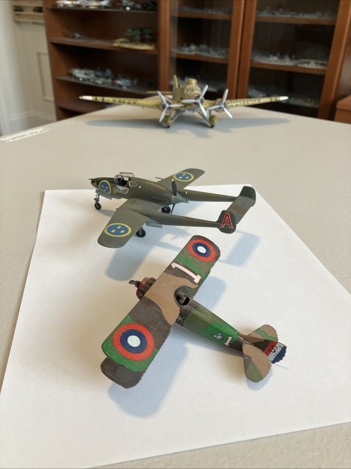 1/72 Built Painted Swedish SAAB J21 & SPAD S.XIII Eddy Rickenbacker WW1 ...