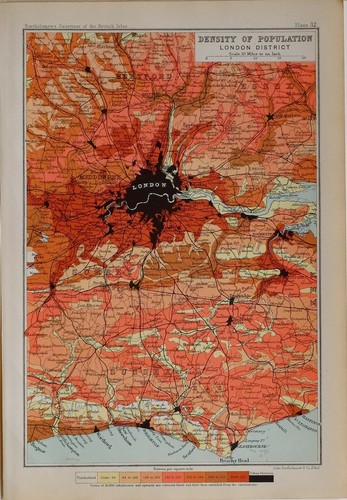 1901 CENSUS MAP DENSITY OF POPULATION LONDON DISTRICT HERTFORD ...
