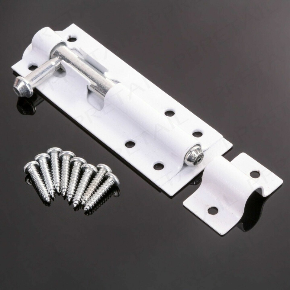 White TOWER SLIDE BOLT SMALL-LARGE Strong Garden Gate Metal Door Catch ...