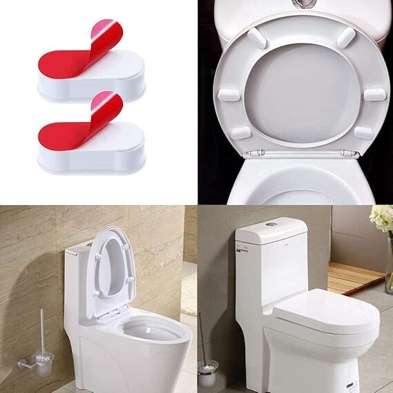 Toilet Seat Bumpers - 4 Pack Adhesive Universal Buffers Wc Lid Stoppers ...