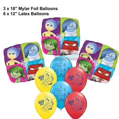 3 x 18" Mylar & 6 x 12" DISNEY INSIDE OUT Latex Balloons Party ...