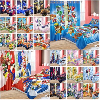 Kids Cartoon Doona Duvet Cover Pillowcase Bedding Set 3D Blackout ...