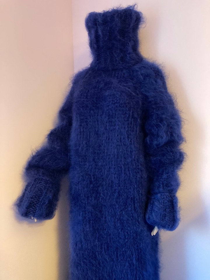 New Hand Knitted Fluffy Mohair full length Dress ,longer sleeves and ...