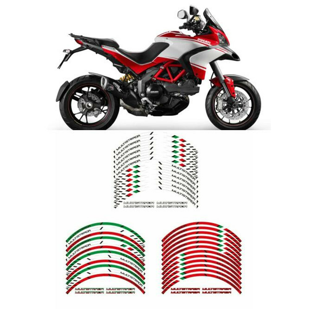 For DUCATI MULTISTRADA RIM STRIPES MOTORCYCLE WHEEL DECALS TAPE STEREO ...