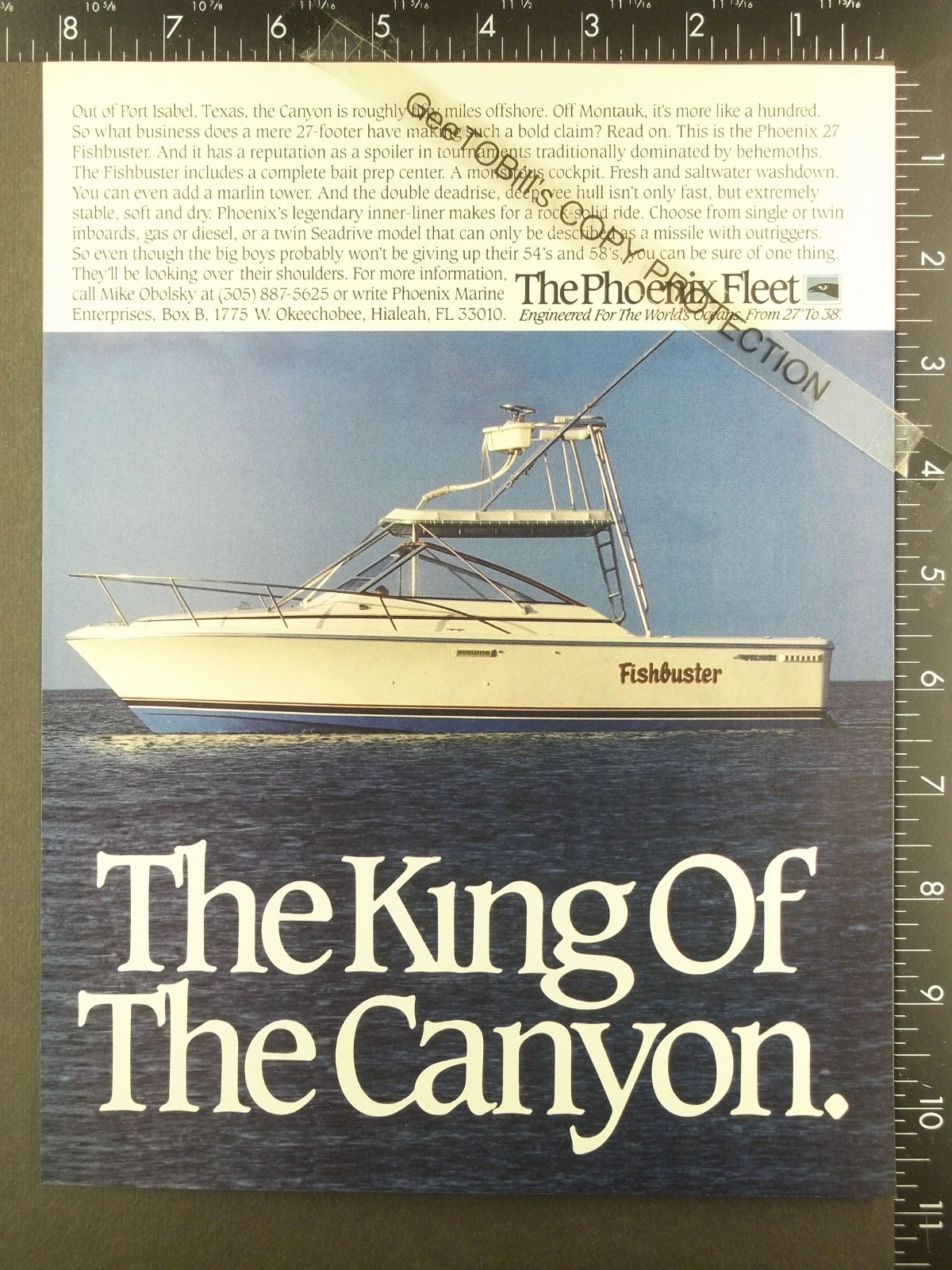 1986 ADVERTISEMENT, Phoenix 27 Fishbuster Port Isabel TX Canyon motor ...