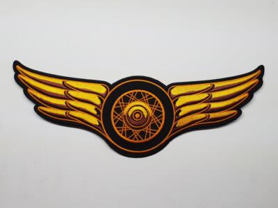 LARGE WINGED WHEEL PATCH Biker back Sew Iron on Vest Cut Nomad | eBay