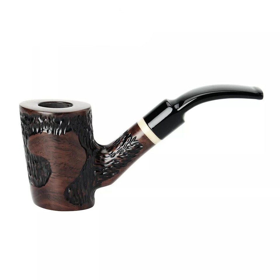 Poker Pipe Wooden Handmade Carved Tobacco Pipe 9mm Filter Bent Stem ...