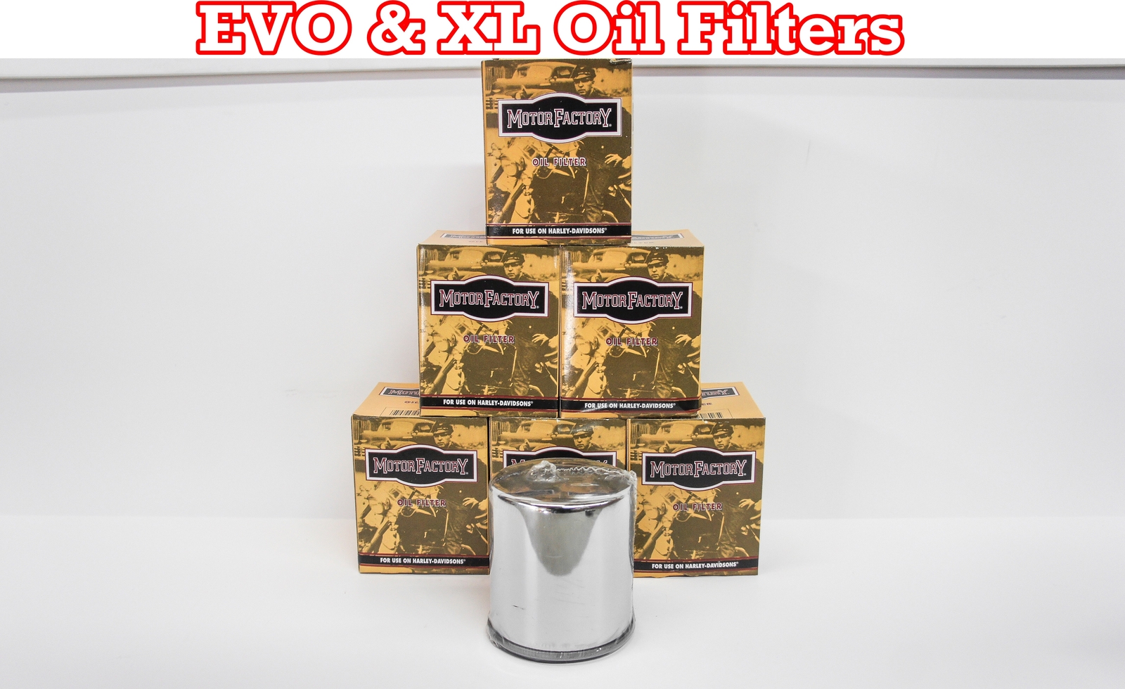 Lot 6 Chrome Long Oil Filter Custom Chrome Harley EVO Big Twin XL Rep ...