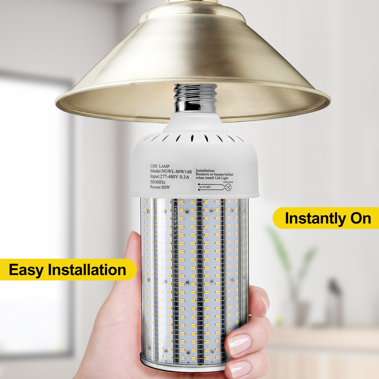 480V LED Corn Light Bulbs 80W E39 Mogul Base Commercial Warehouse ...