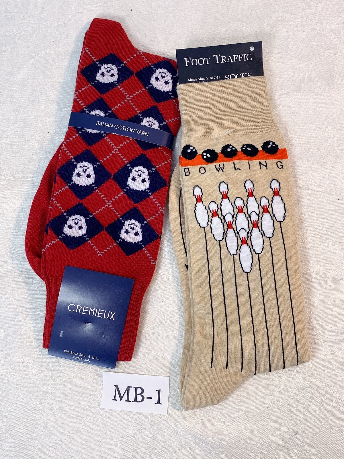 Lot Of Two Pairs Of Socks - Bowling Theme Socks, Cremieux & Foot ...