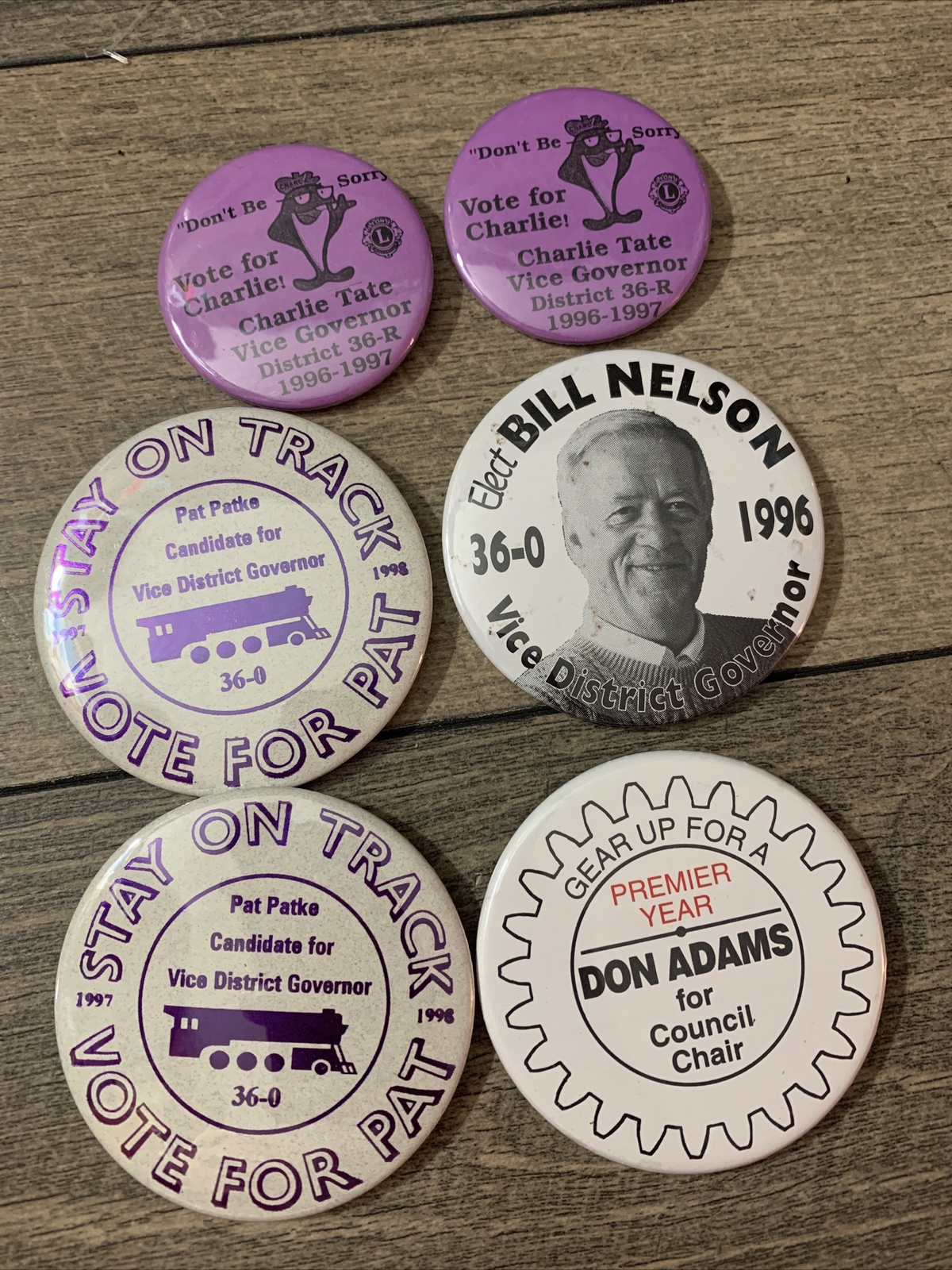 Vintage Political Governor Bill Nelson, Pat Patke,Charlie Tate Buttons ...