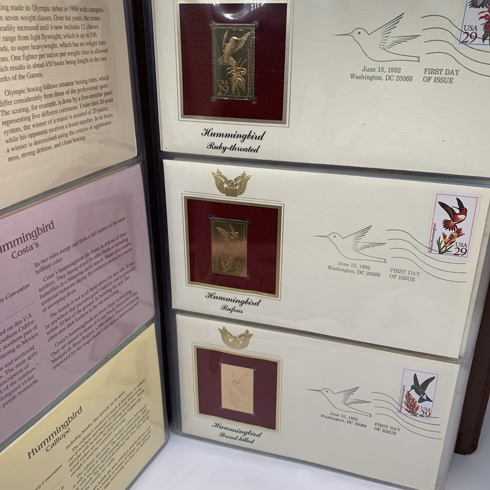 Lot of 2 Golden Replicas of United States 22kt Gold Stamps Albums 1990 ...