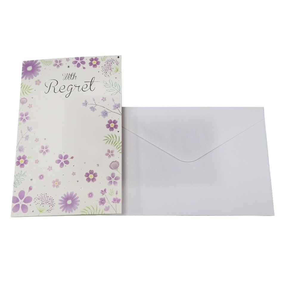 Regret Greeting Card, Floral Flower Petal Design Pattern, 7.2" x 4.2 ...
