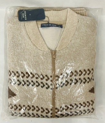 NEW PREMIER MAN Men's Beige Zipper Cardigan BNWT UK XL - CG C51 | eBay UK
