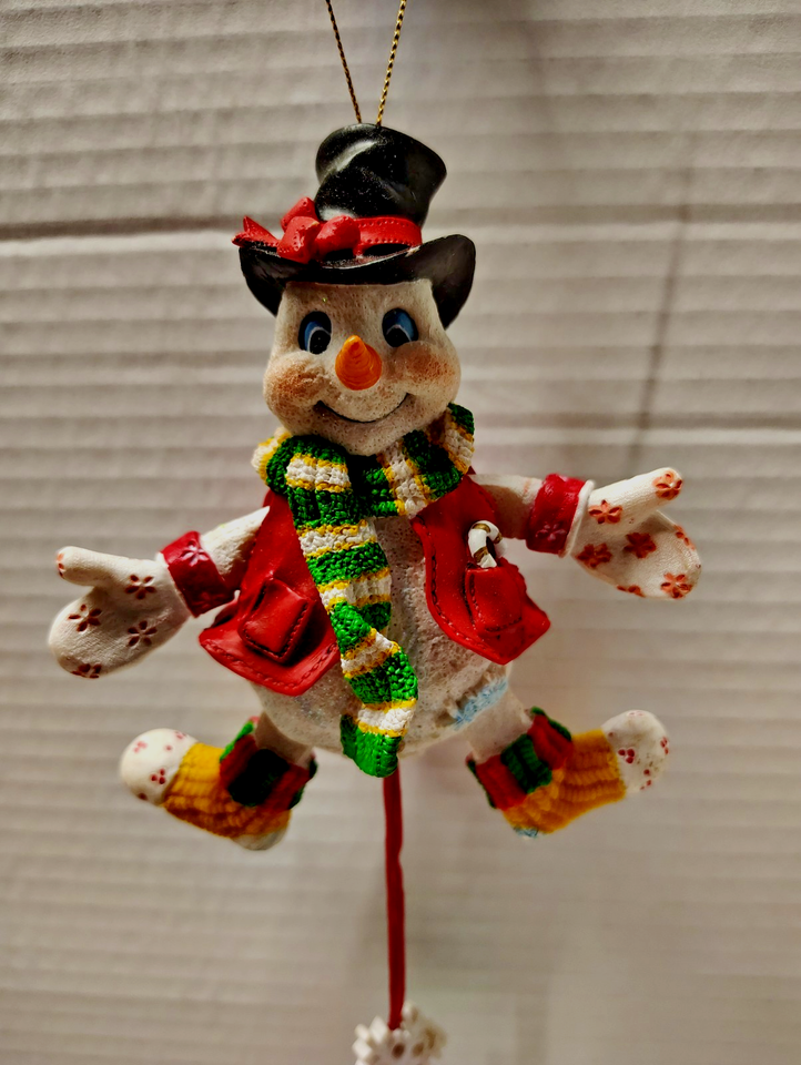 Vintage Snowman Pull String Christmas Ornament See Video FS! | eBay