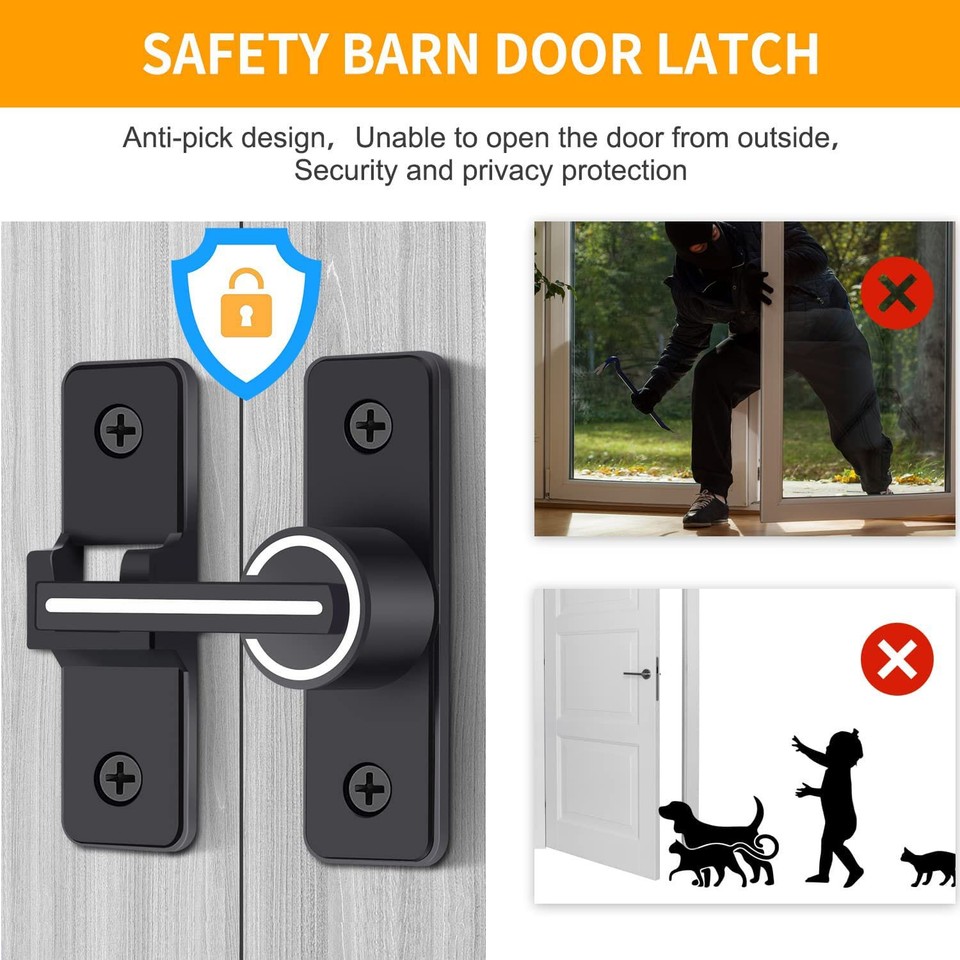 Barn Door Lock,Sliding Barn Door ,180 Degree Heavy Duty Gate 7607 | eBay UK