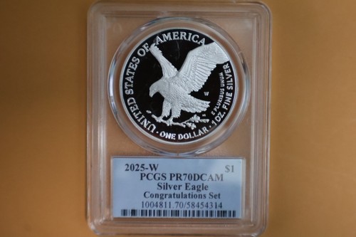 2025 W PROOF SILVER EAGLE CONGRATULATION SET PCGS PR70 DCAM Thomas ...