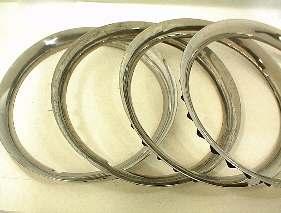 Vintage TRIM RINGS WHEEL BEAUTY RING NARROW 15" HOT ROD RAT ROD HUBCAPS ...