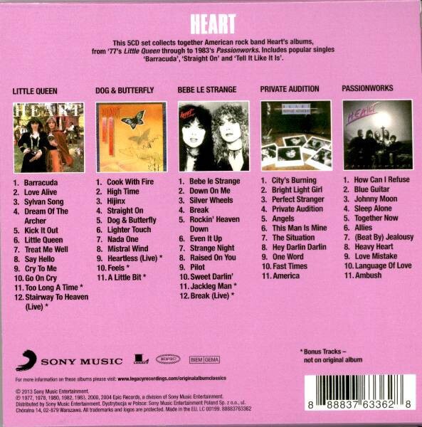 Heart ‎- Original Album Classics 5 x CD SEALED NEW Little Queen Dog ...
