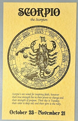 Vintage 1970s Scorpio The Scorpion Zodiac Astrology Original Art Print ...