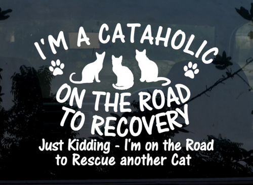 Cataholic Cat Car Decal Vinyl Sticker Rescue Save Adopt Window Truck ...