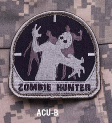Patch Morale - ZOMBIE HUNTER - ACU-B - Gray background with Black Eyes ...