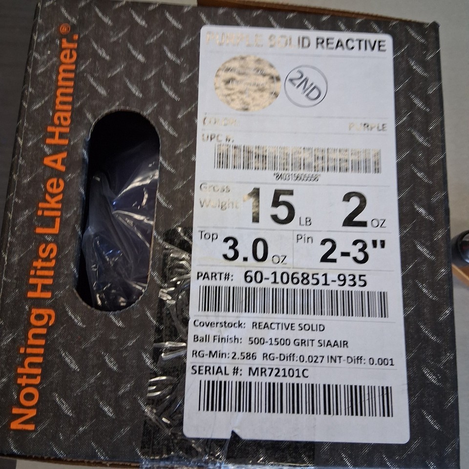 Hammer Purple Solid Reactive bowling ball 15 LB. new in box #101 | eBay