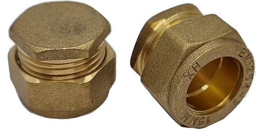 Pipestation® 15mm Brass Compression Stop END Blank Cap for Copper Pipe ...
