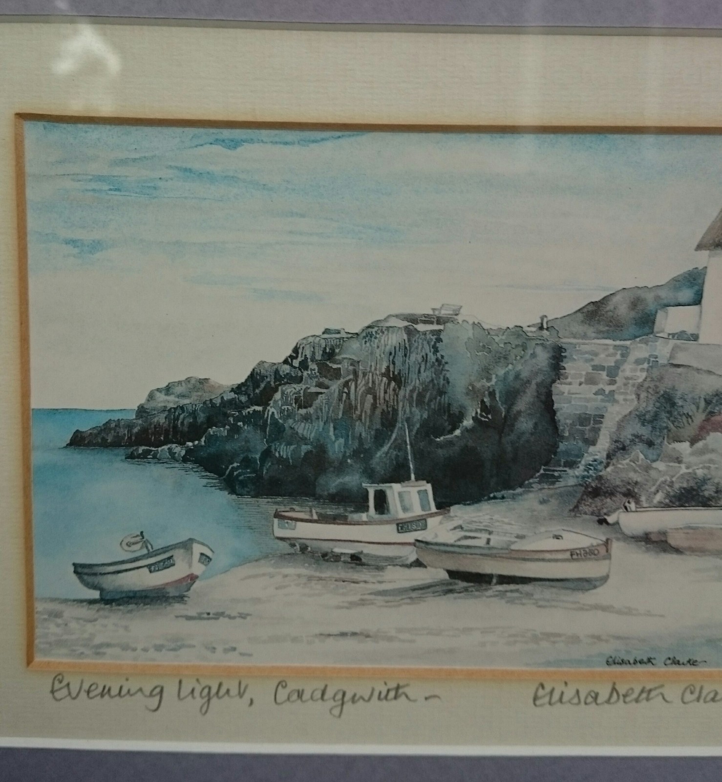 English Artist ,Elizabeth Clarke, Evening Light Cadgwith ,Signed print ...