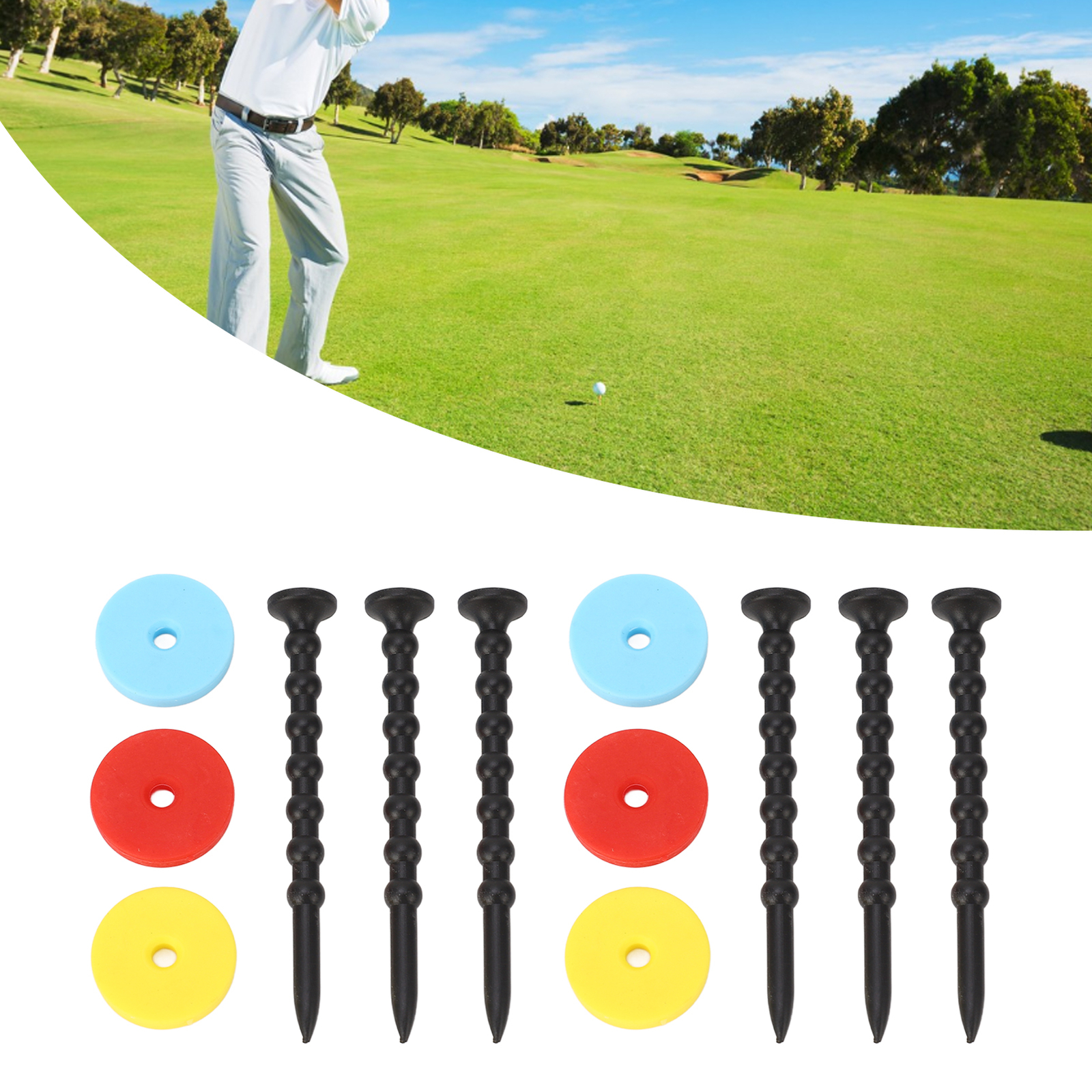 2 Sets Golf Tee Holder ABS Long Ball Base Set Kit With Discs For Sports ...