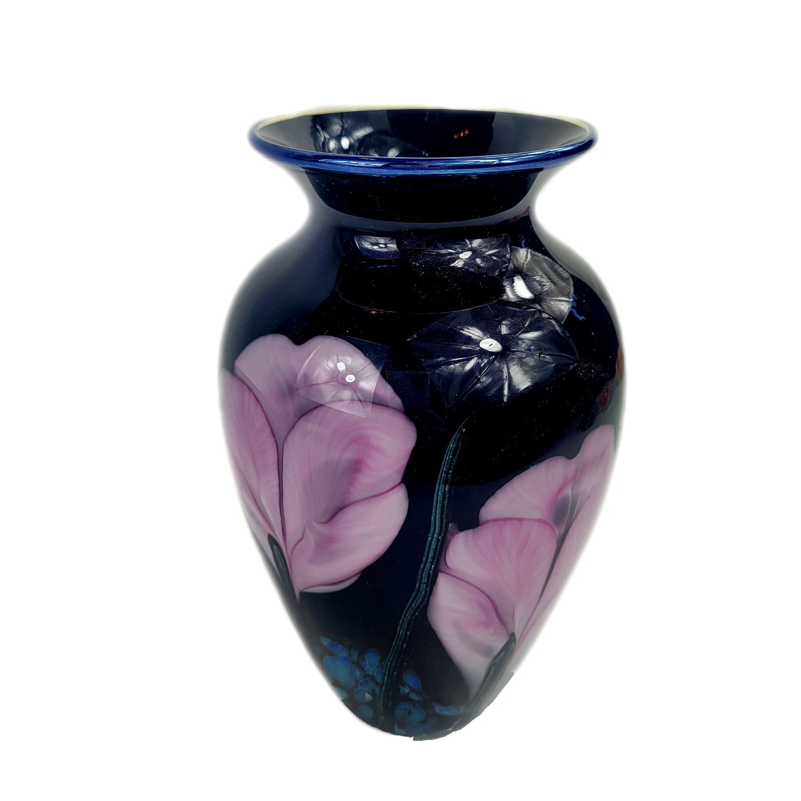 Richard Satava Studio Art Glass Floral Vase 8" | eBay