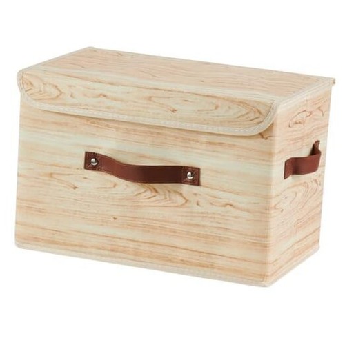 Storage Boxes with Lid Decorative Wood Pattern Fabric Large (Set of 1 ...