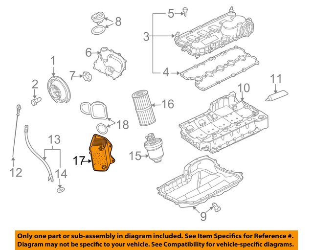 59p006 Engine Oil Cooler 2007 Volkswagen Jetta 2.5 07K117021B for sale ...