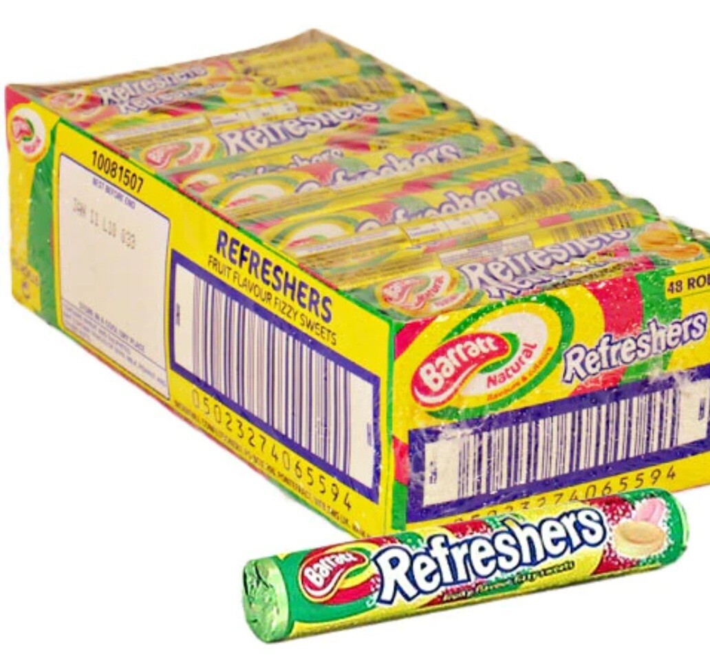 Barratts Refreshers 34g Rolls. Fruit Flavour Fizzy Retro Sweets. FREE P ...
