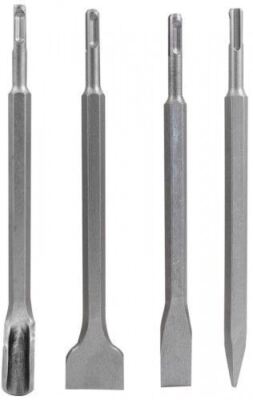 4pc SDS PLUS MASONRY CHISEL SET FLAT HALF ROUND POINT GROOVE GOUGE ...