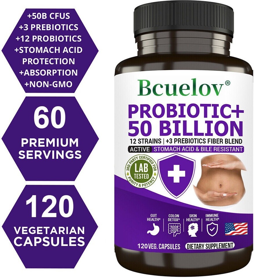 Probiotics + 50 Billion Enzyme Supplement | Acid and Bile Resistant ...