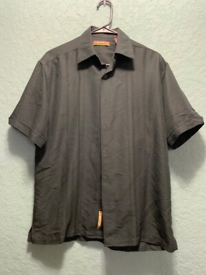 Men’s small Cubavera black with black embroidery detail, short sleeve ...