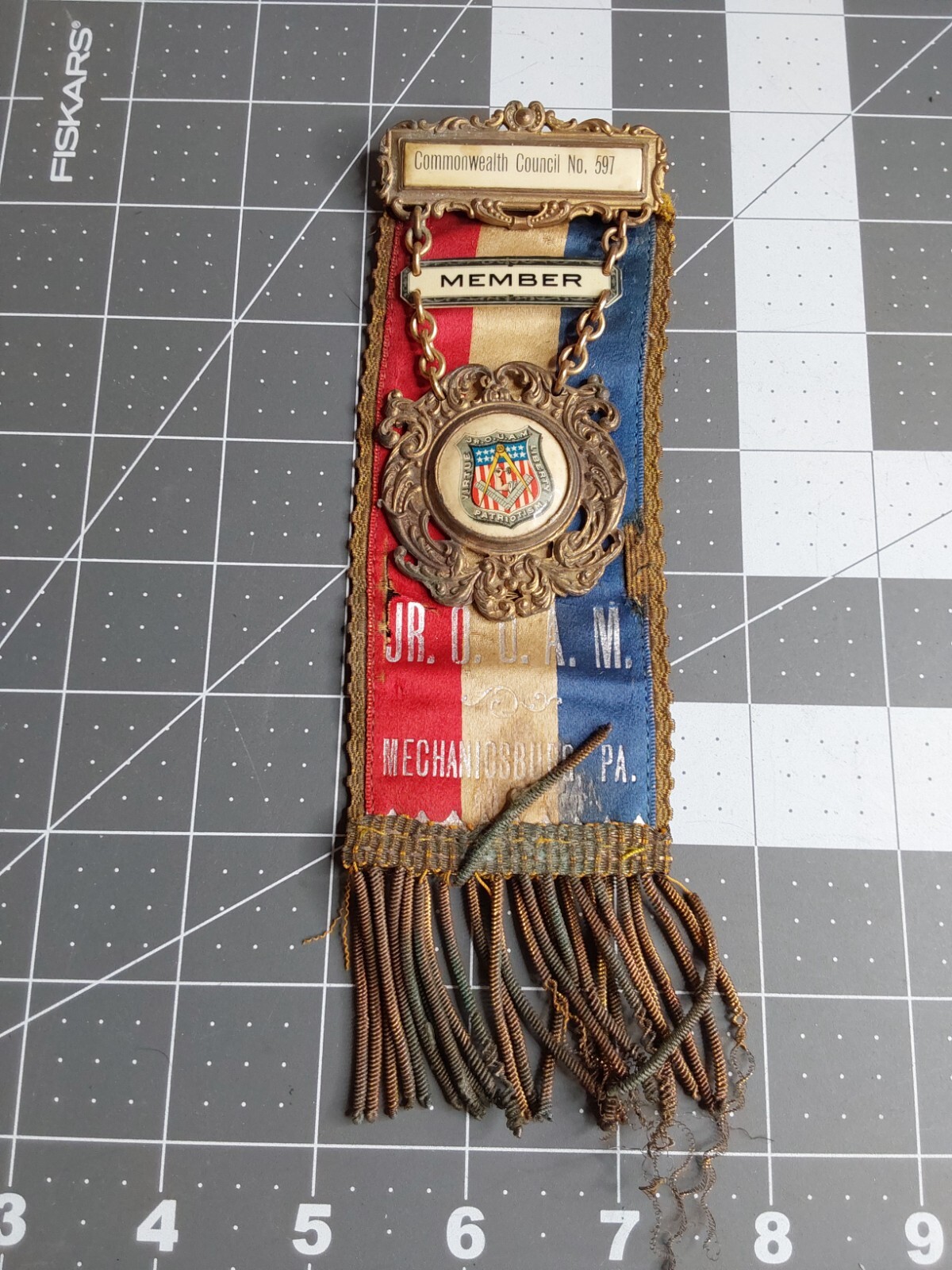 Jr O U A M Order of United American Mechanics Ribbon Mechanicsburg PA ...