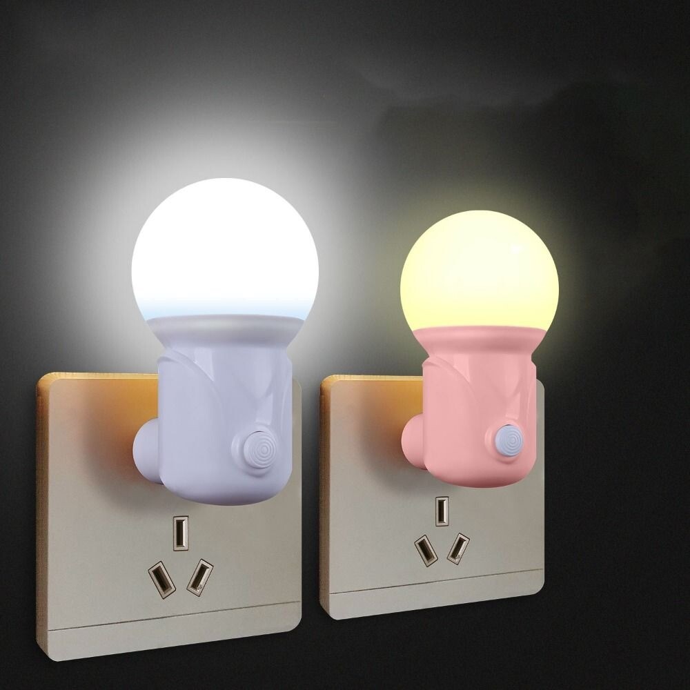 2pcs Cute Energy Saving Bedroom LED Sleep Light Socket Lamps Plug-in ...