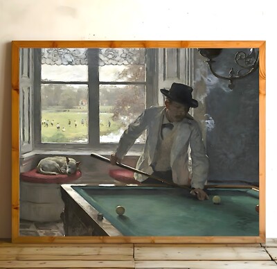Billiards Vintage Wall Art Print Pool Hall Painting Pub Decor Bar Art ...