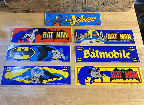 Lot of 7 1982 Batman Joker Bumper Stickers LOT DC Comics 3x10 RARE SET ...