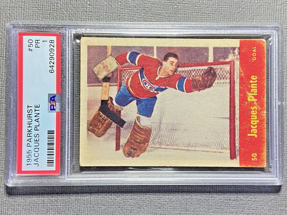 Jacques Plante RC 1955-56 Parkhurst #50 Rookie Card HOF NHL PSA 1 PR | eBay