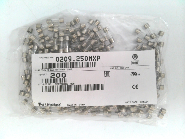 LITTELFUSE FUSE GLASS 250MA 350VAC 2AG 0209.250MXP, 200/pack | eBay