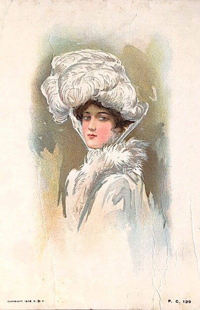 Postcards, 4 Cards in Uncut Proof, Compilation of 4 High-Fashion Women ...